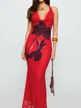 Princess Polly | Dresses | Princess Polly Red Halter Maxi Dress | Poshmark